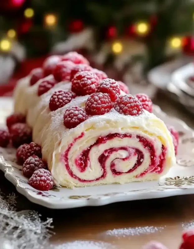 Raspberry Swirl Christmas Roll