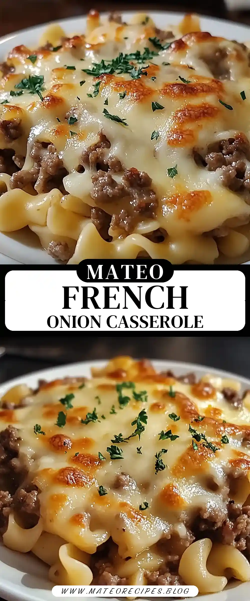 French Onion Ground Beef & Noodle Casserole | Mateo Recipes